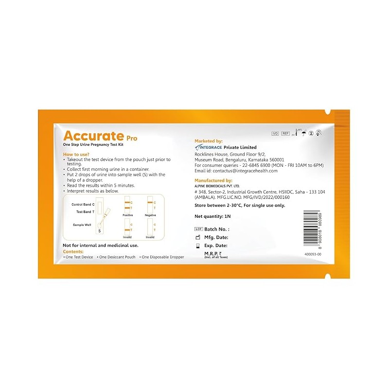 Accurate Pro One Step Urine HCG Pregnancy Test Kit (Pack of 3 Strips ...
