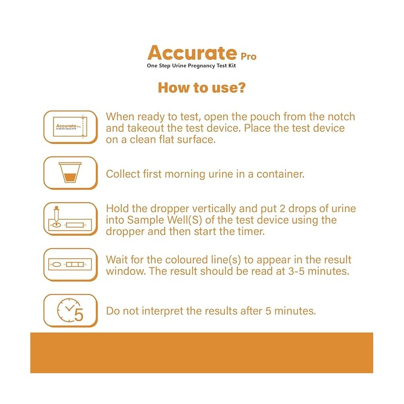 Accurate Pro One Step Urine HCG Pregnancy Test Kit (Pack of 3 Strips ...
