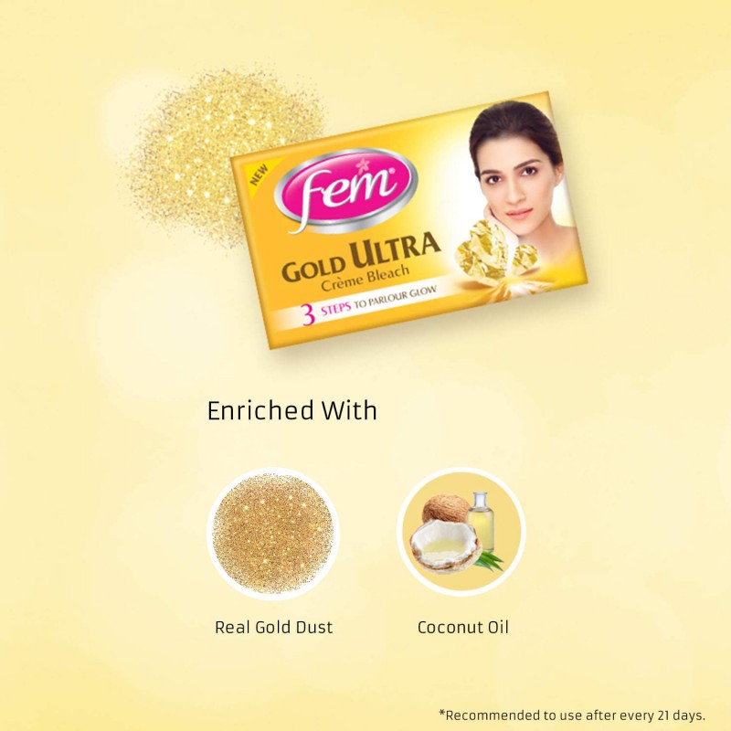 Fem Gold Ultra Cream Bleach, 30g (Pack Of 2)