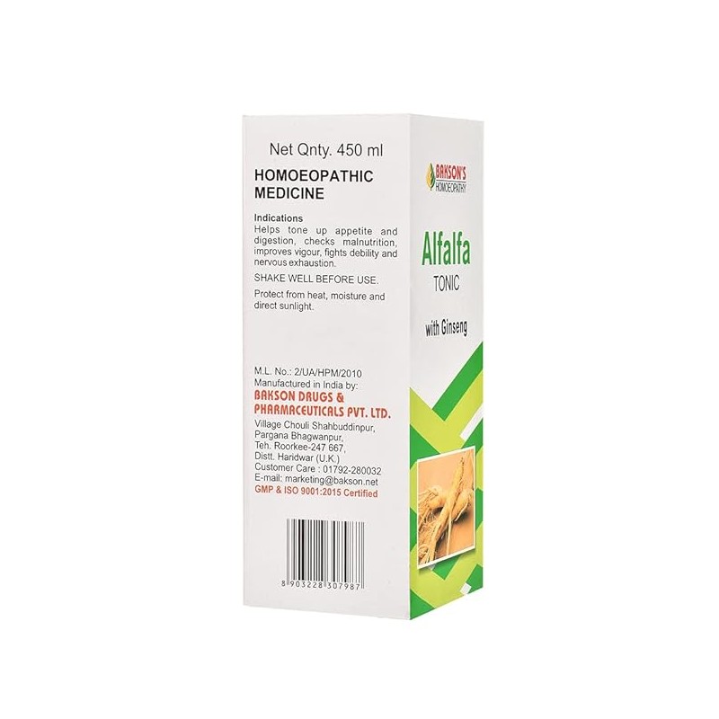 Dr. Bakshi's BAKSON'S HOMOEOPATHY ALFALFA TONIC WITH GINSENG SYRUP ...