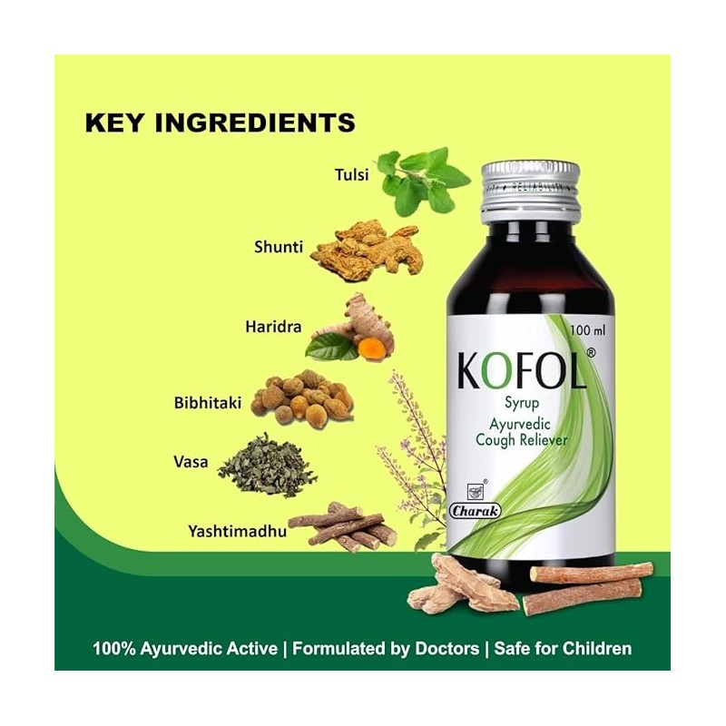 Charak Pharma Kofol Ayurvedic Cough Syrup 200ml pack of 1