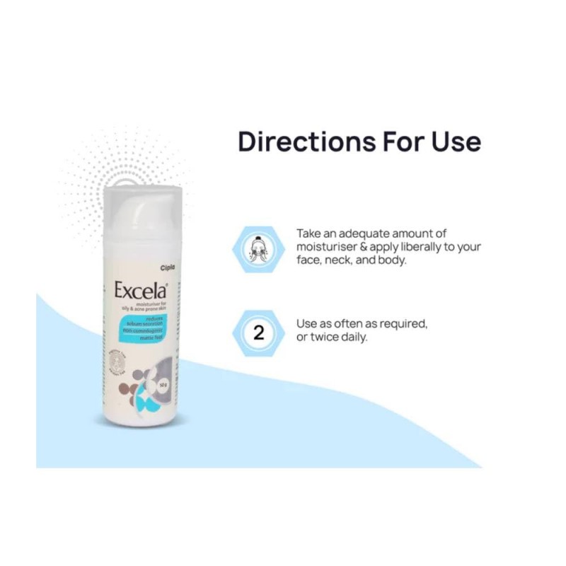Cipla Excela Moisturiser Oily & Acne Prone Skin Reduces Sebum Secretion ...