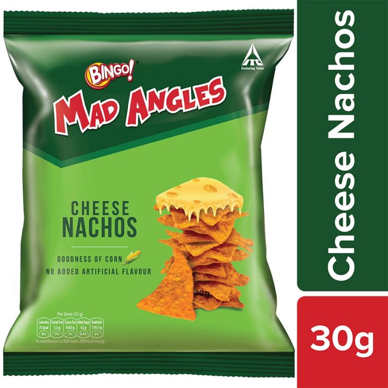 Bingo Mad Angles Cheese Nachos Chips, 30 g- ( pack of 5 ) - Grace Basket