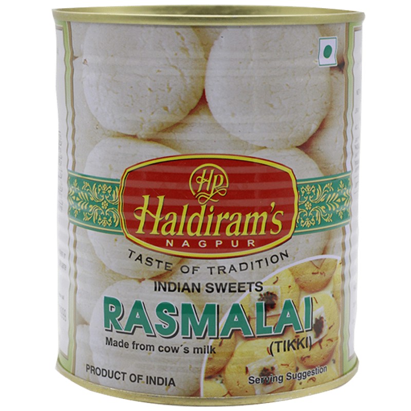 Haldirams Rasmalai, 1 kg Tin - Grace Basket