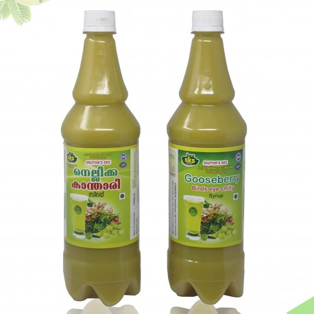Nellikka Kanthari Gooseberry Birds Eye Chilly Syrup (Pack of 2)