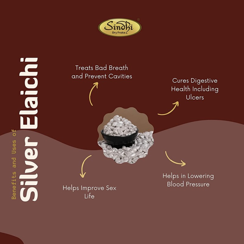 Sindhi Dry Fruits Pure Silver Coated Elachi - 100gm